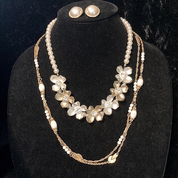 Vclm | Jewelry | Vintage Vclm Necklace Clip Faux Pearl Earrings And ...